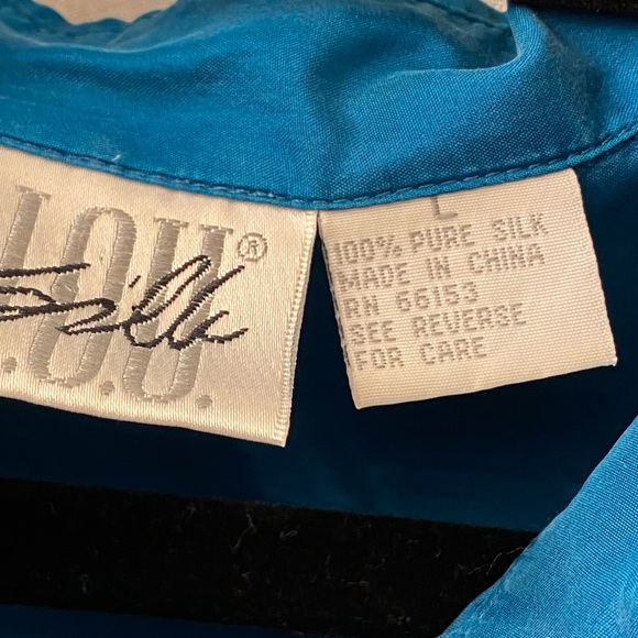 I.O.U. Silk | Tops | Vintage Iou Silk Bluegreen Button Down Oversized ...